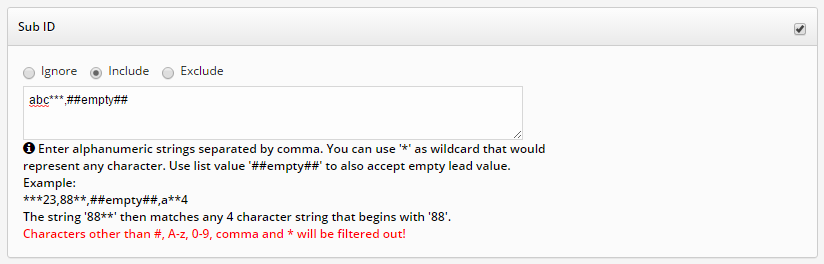 Wildcard Filters